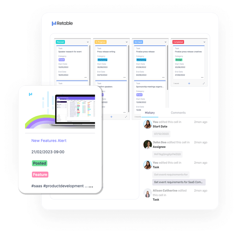 No code online spreadsheet & database solution for business | Retable